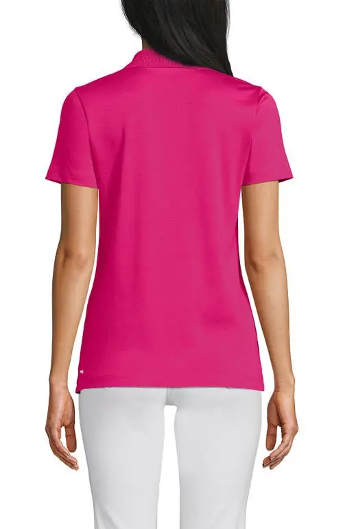LANDS' END Supima Cotton Polo Shirt - Cherry Fuchsia