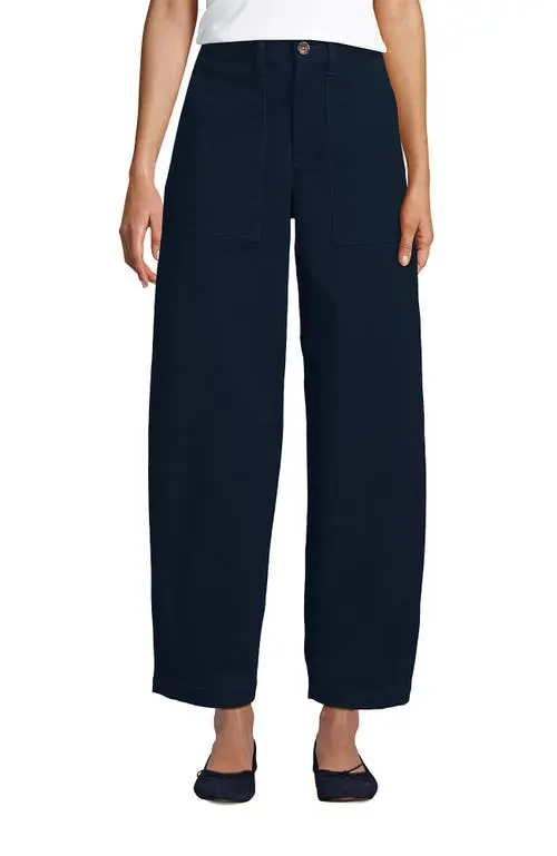 LANDS' END High Rise Barrel Leg Chino Pants - Radiant Navy