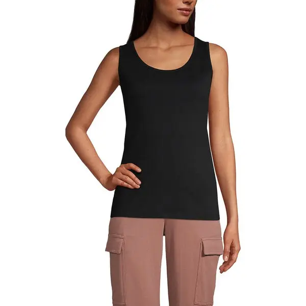 LANDS' END Cotton Tank Top - Black