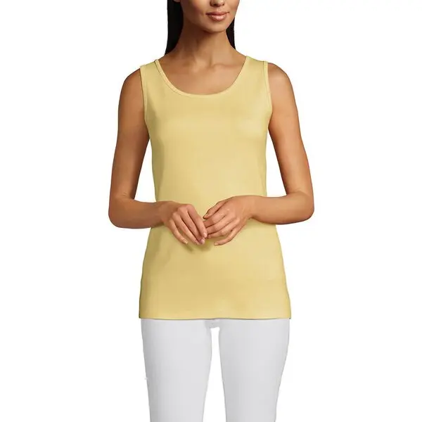 LANDS' END Cotton Tank Top - Pale Sunbeam Yellow