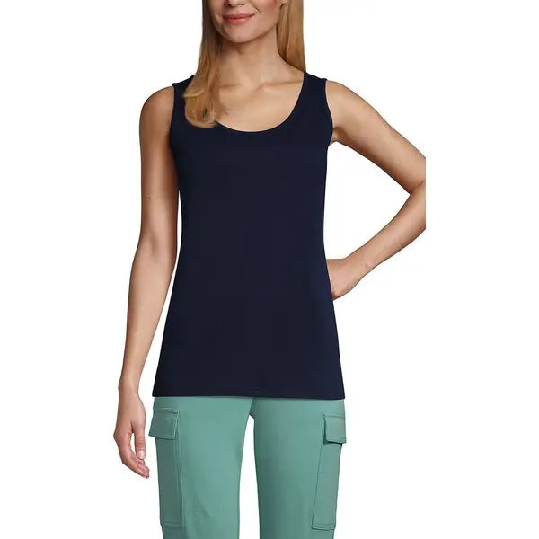 LANDS' END Cotton Tank Top - Radiant Navy
