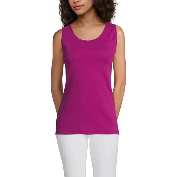 LANDS' END Cotton Tank Top - Raspberry Sorbet
