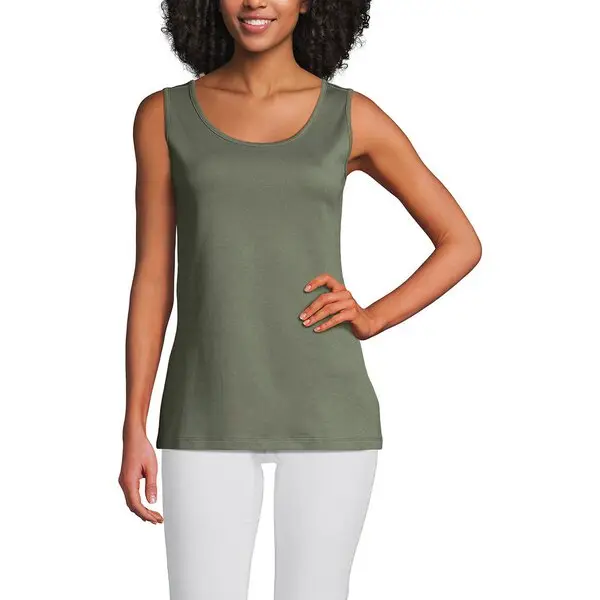 LANDS' END Cotton Tank Top - Sage