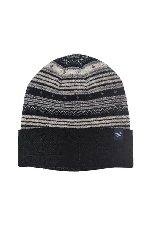 United By Blue Merino Wool Fair Isle Knit Beanie - Black