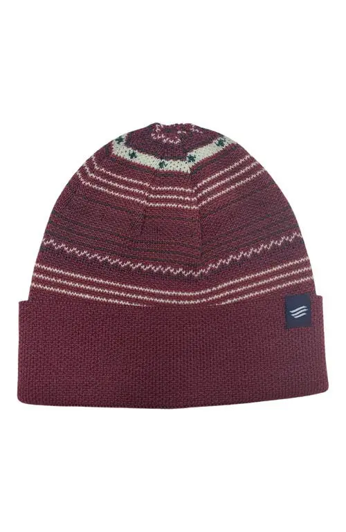 United By Blue Merino Wool Fair Isle Knit Beanie - Burgundy