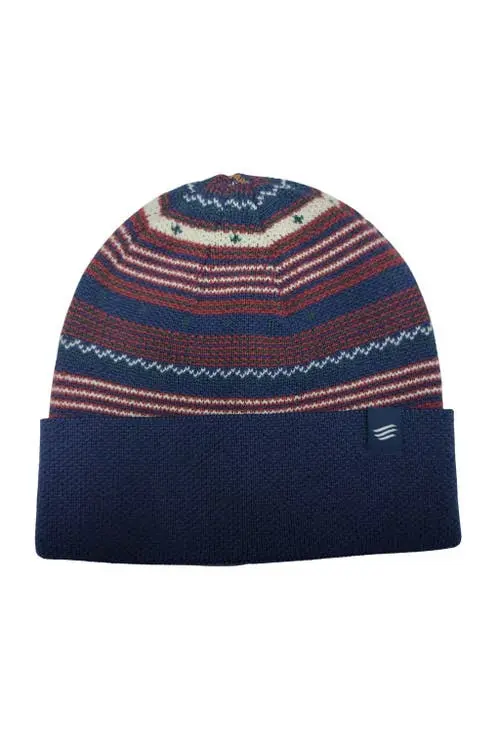 United By Blue Merino Wool Fair Isle Knit Beanie - Midnight Navy