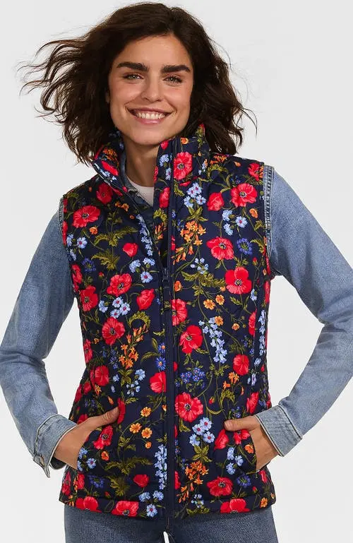 LANDS' END Featherfree Insulated Vest - Poppy/deep Sea Navy