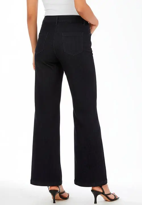 JESSICA LONDON True Fit Wide Leg Jean - Black