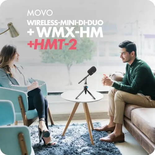 MOVO Wireless Mini Wireless Microphone For Iphone Podcast Equipment Bundle With Wmx-hm Handle