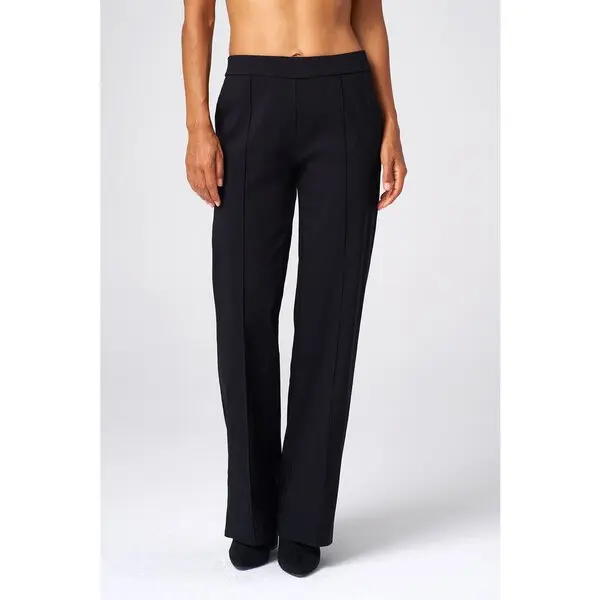 FRANNE GOLDE Wilshire Stretch Straight-leg Pant - Black
