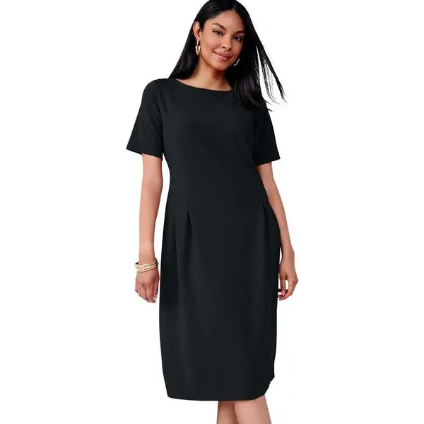 JESSICA LONDON Crepe Fit And Flare Dress - Black