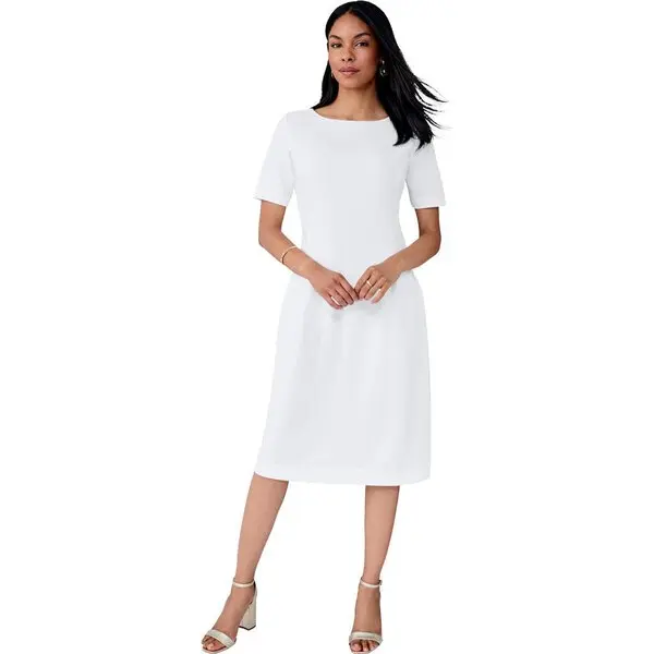 JESSICA LONDON Crepe Fit And Flare Dress - White