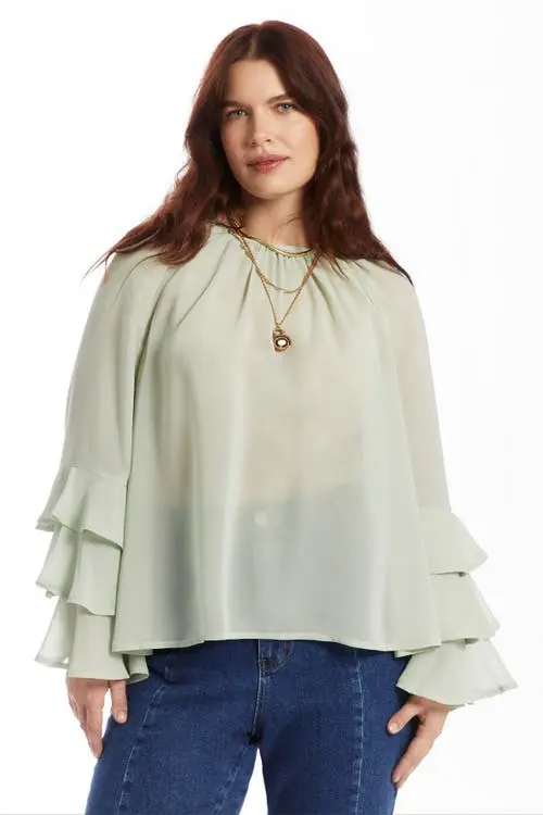 JUNE + VIE Ruffled Chiffon Blouse
