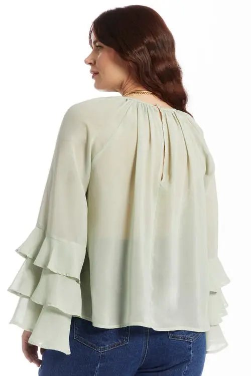 JUNE + VIE Ruffled Chiffon Blouse