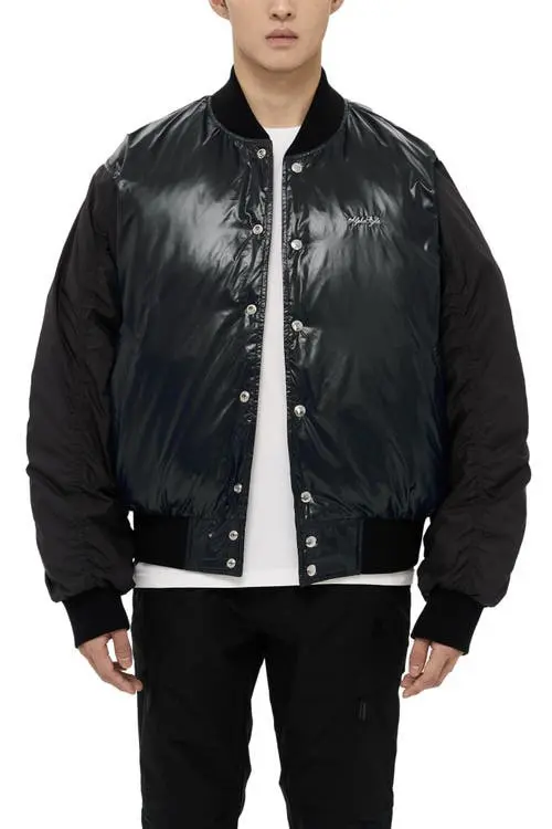 ALPHA STYLE Hamden Reversible Down Varsity Jacket - Black