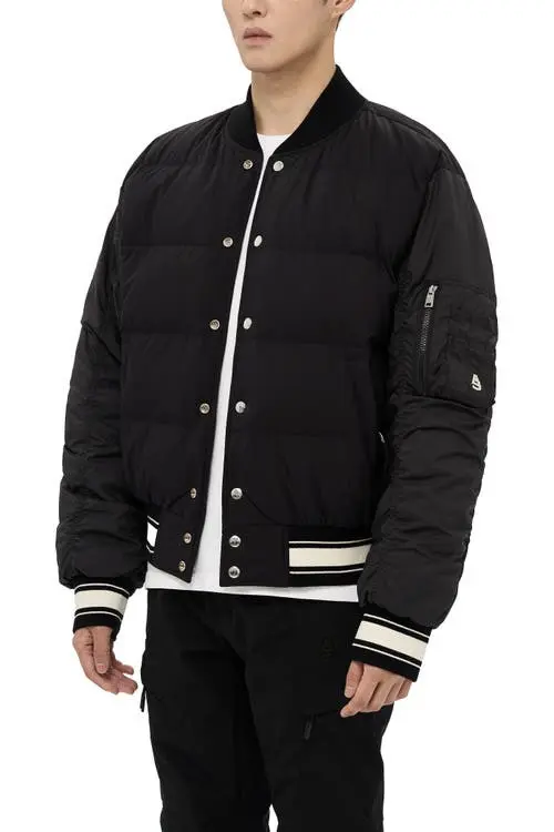 ALPHA STYLE Hamden Reversible Down Varsity Jacket - Black