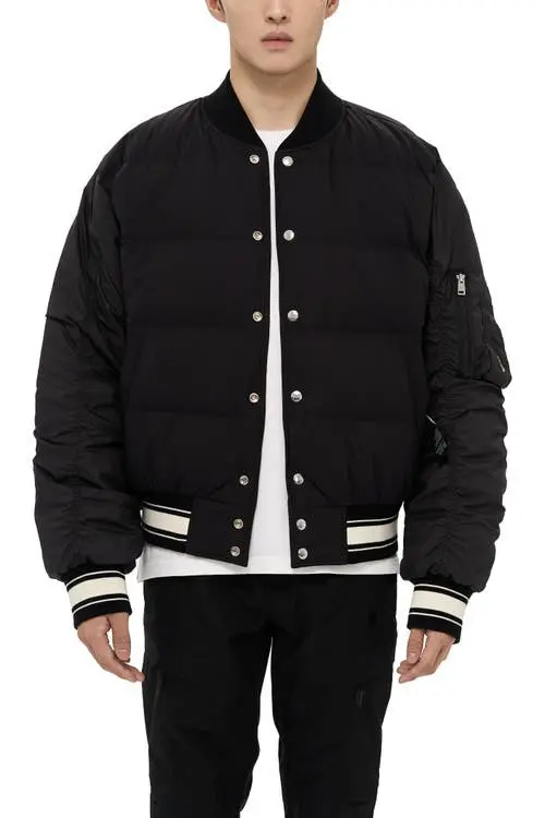 ALPHA STYLE Hamden Reversible Down Varsity Jacket - Black
