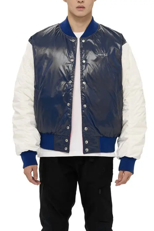 ALPHA STYLE Hamden Reversible Down Varsity Jacket - Navy