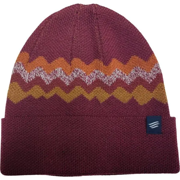 United By Blue Merino Wool Mountain Scape Knit Beanie - Burgundy