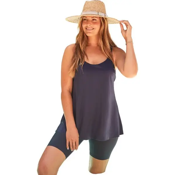 SWIM 365 Back-smoothing Tankini Top - Shimmer Navy
