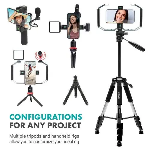 MOVO Ivlog5 Director's Vlogging Kit With Various Microphones, Lights