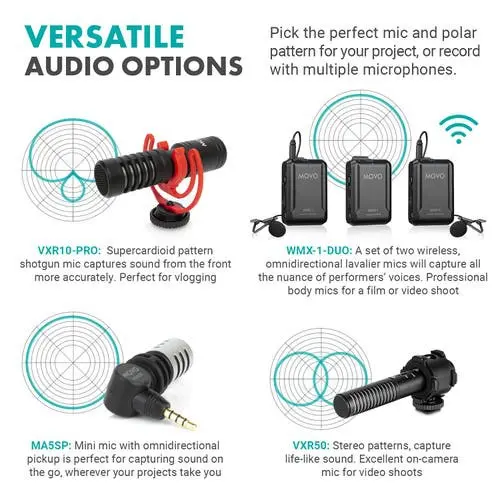 MOVO Ivlog5 Director's Vlogging Kit With Various Microphones, Lights