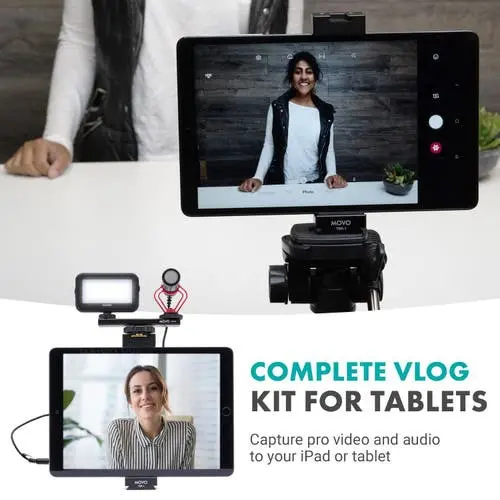 MOVO Tablet Vlogging Kit For Ipad With Mic, Light