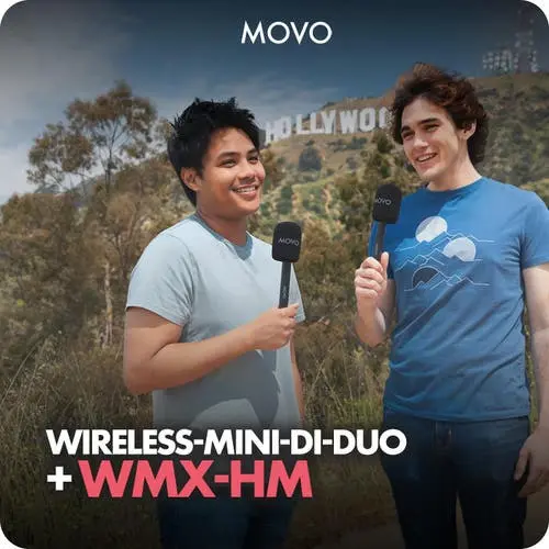 MOVO Wireless Mini Di Duo Dual Ultra Compact Wireless Lavalier Microphones For Iphone With Handheld Adapter