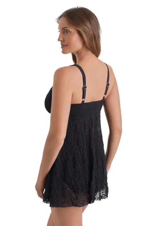 SHAPESOLVER Flyaway Swimdress - Rich Black Crochet Au Lait