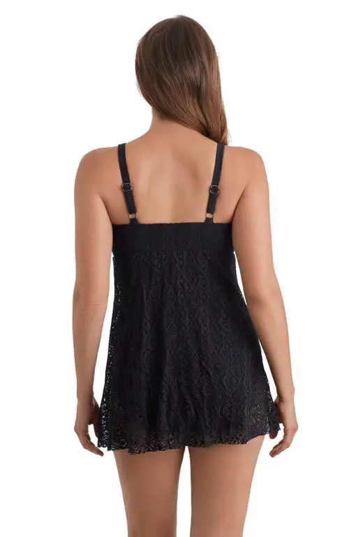 SHAPESOLVER Flyaway Swimdress - Rich Black Crochet Au Lait