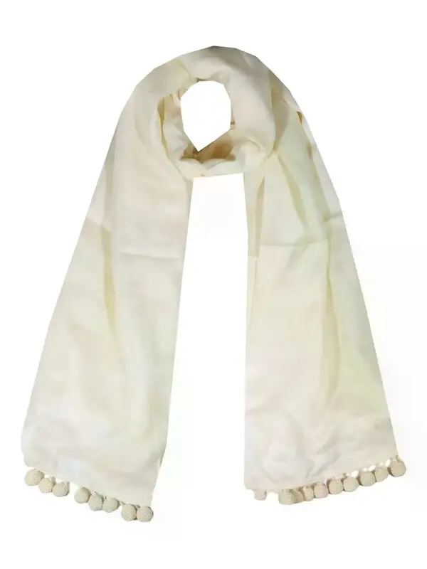 Max Mara Pompom-trim Scarf - White