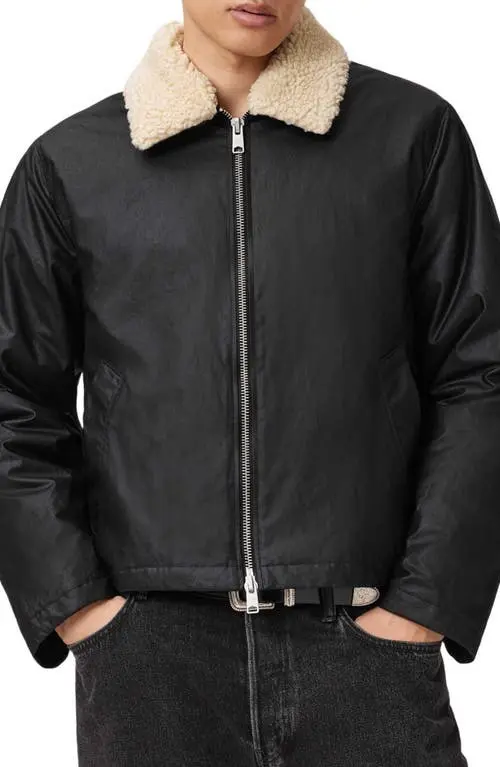 ALLSAINTS Boston Faux Shearling Collar Jacket - Black