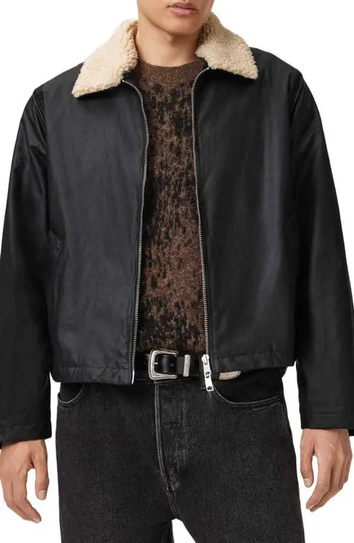 ALLSAINTS Boston Faux Shearling Collar Jacket - Black