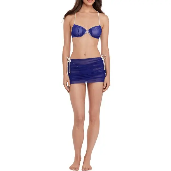 Steve Madden Ruched Mesh Cover-up Skirt - Midnight