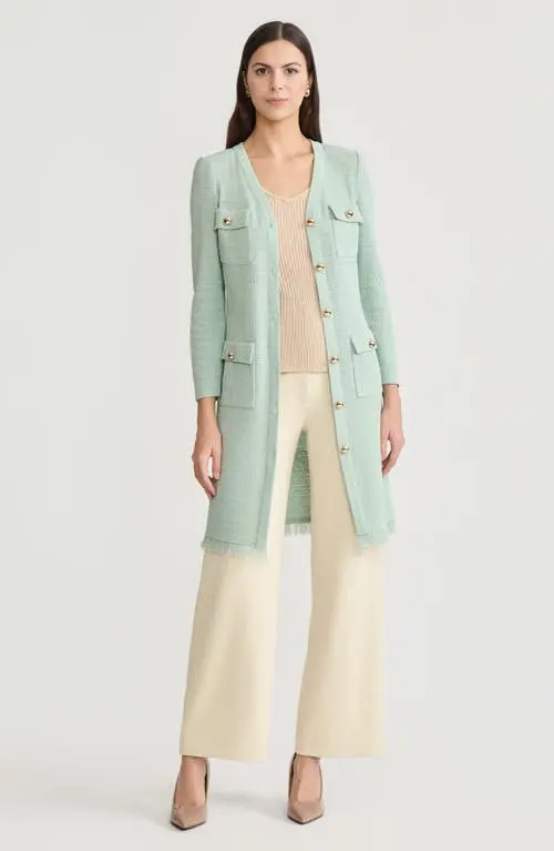 Misook Heritage Tonal Fringe Trim Knit Jacket
