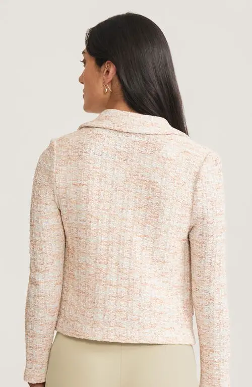 Misook Heritage Melange Tweed Knit Jacket - Fresh Mint/biscotti