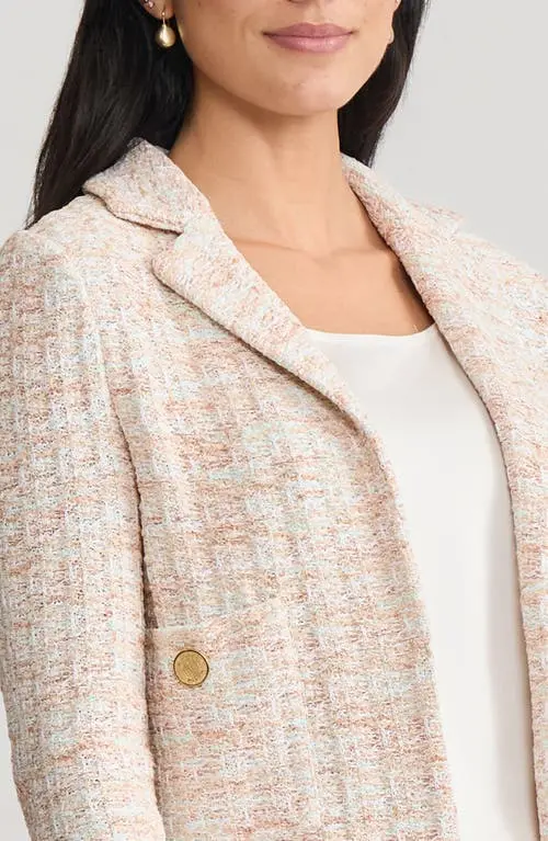 Misook Heritage Melange Tweed Knit Jacket - Fresh Mint/biscotti