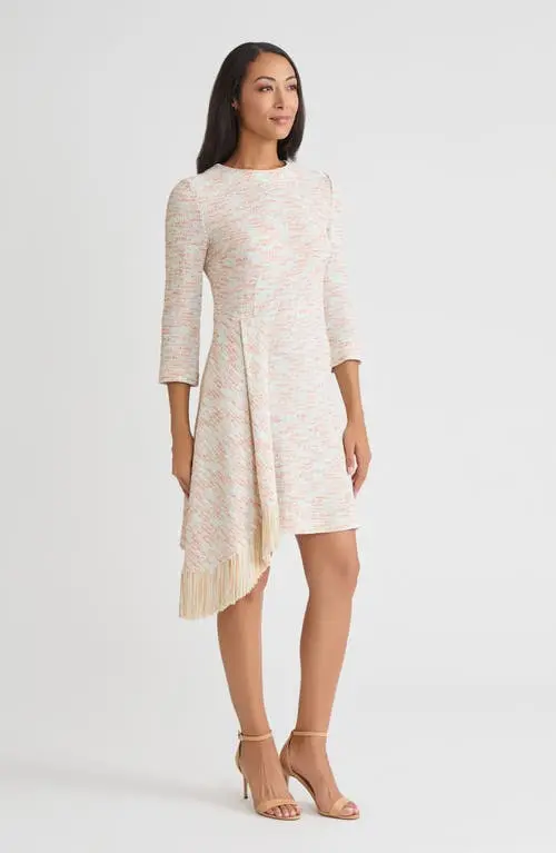 Misook Faux Wrap A-line Melange Tweed Knit Dress