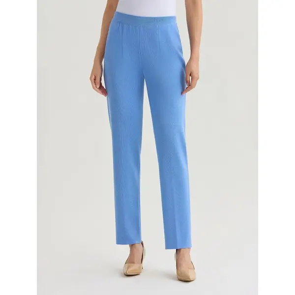 Misook Slim Leg Knit Pant - Tranquil Blue