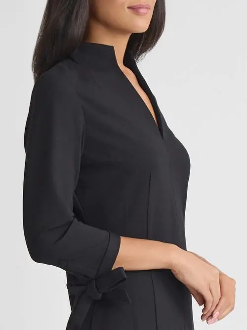 Misook Luxestretch Ponte Sheath Dress With Bow-tied Sleeves