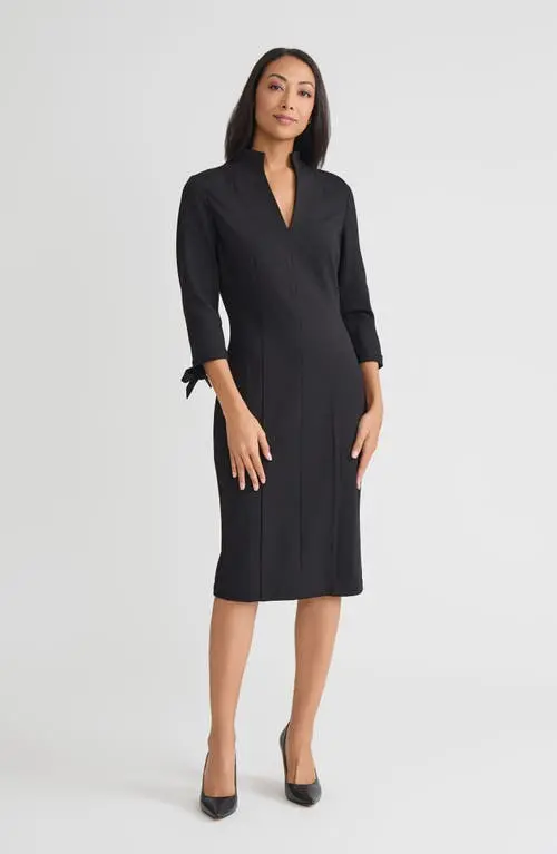 Misook Luxestretch Ponte Sheath Dress With Bow-tied Sleeves