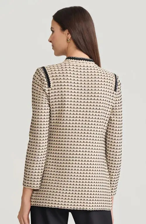 Misook Tailored Multi-stitch Zigzag Trim Knit Jacket