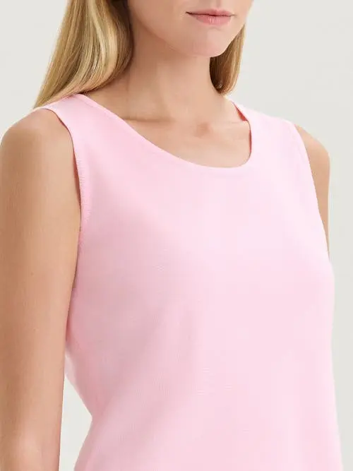 Misook Double Scoop Neck Knit Tank - Cherry Blossom