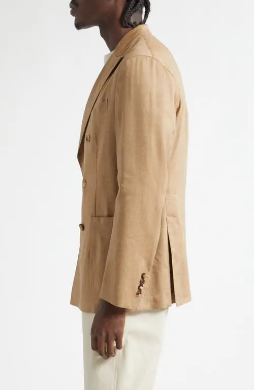 Boglioli K-jacket Double-breasted Linen And Virgin Wool Sport Coat - Sienna