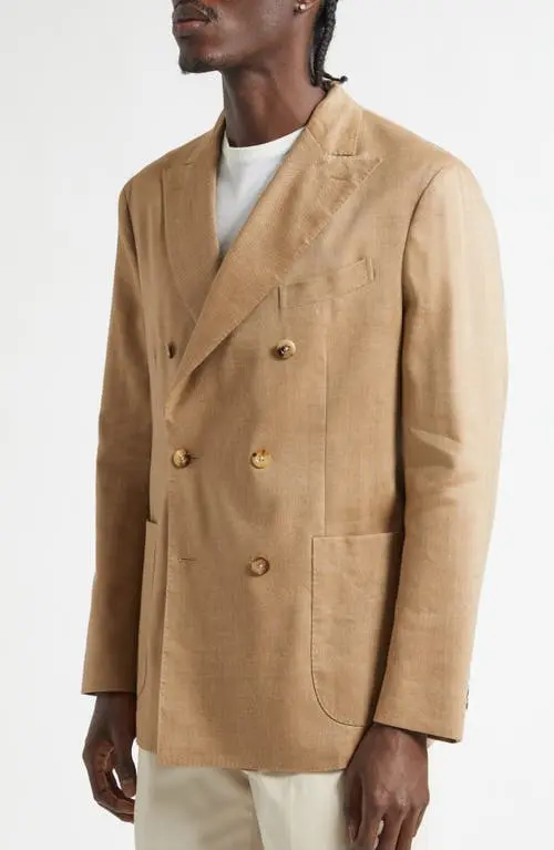 Boglioli K-jacket Double-breasted Linen And Virgin Wool Sport Coat - Sienna