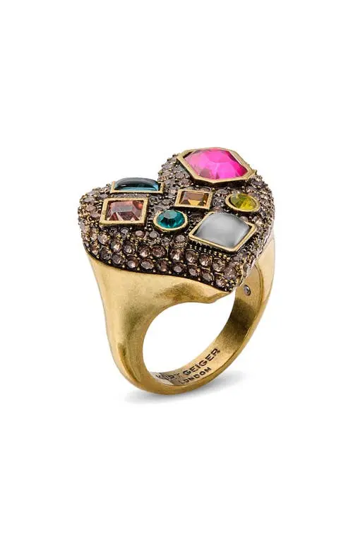 Kurt Geiger Heart Cocktail Ring - Brass/multi