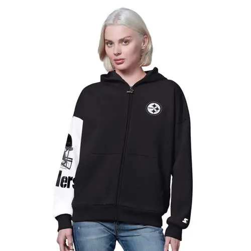 STARTER Pittsburgh Steelers 4th Down Full-zip Hoodie - Black