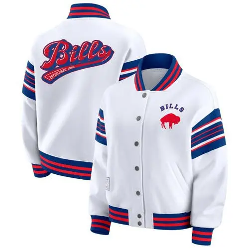 WEAR BY ERIN ANDREWS Buffalo Bills Full-snap Fleece Sweatshirt Jacket - White