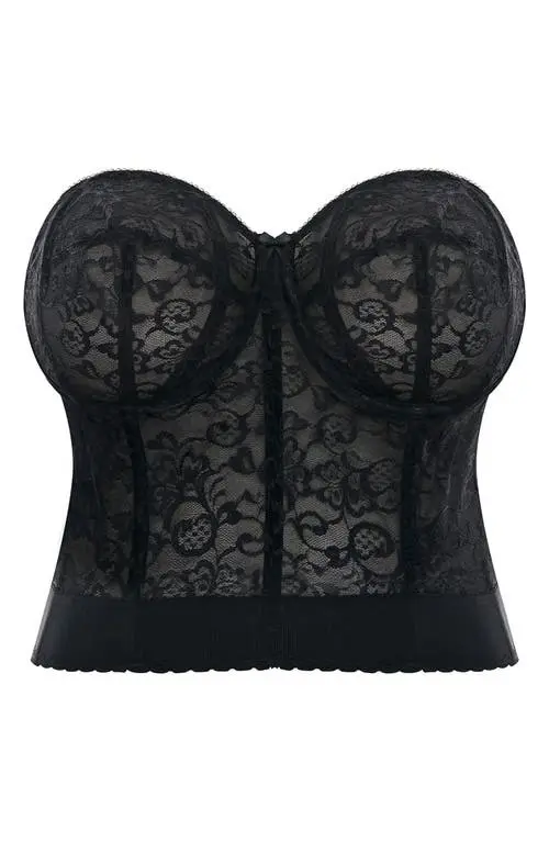 GODDESS Long Line Lace Underwire Bustier - Black