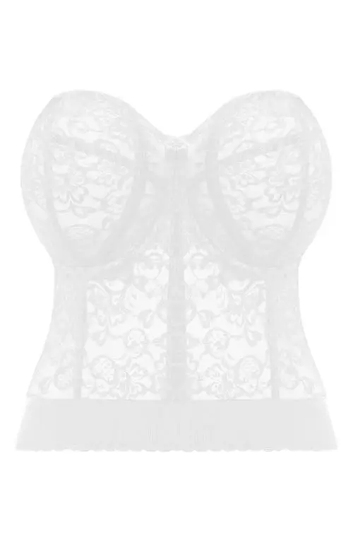 GODDESS Long Line Lace Underwire Bustier - White